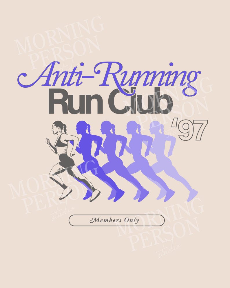 Retro Anti Running Run Club Graphic Hoodie, Workout Track Cross Country ...