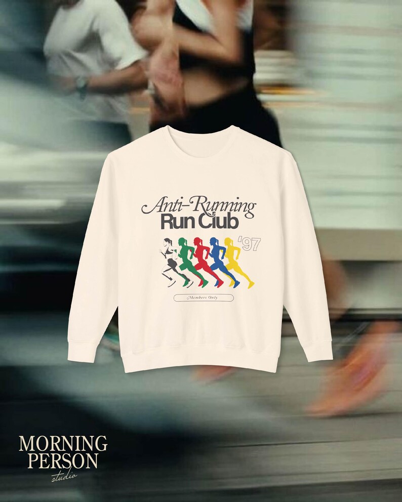 Retro Anti Running Run Club Graphic Crewneck, Unisex Track Cross ...