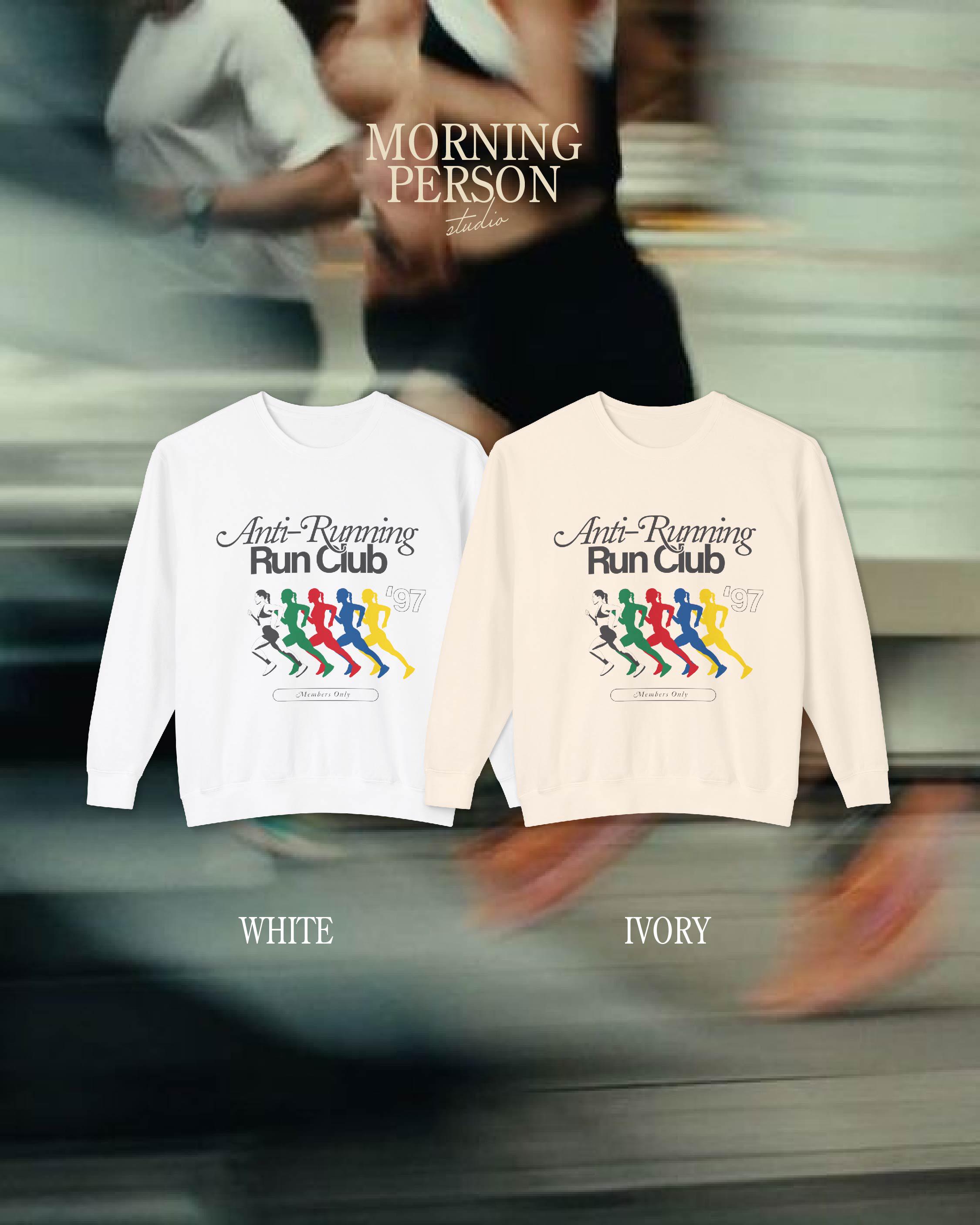 Retro Anti Running Run Club Graphic Crewneck, Unisex Track Cross ...