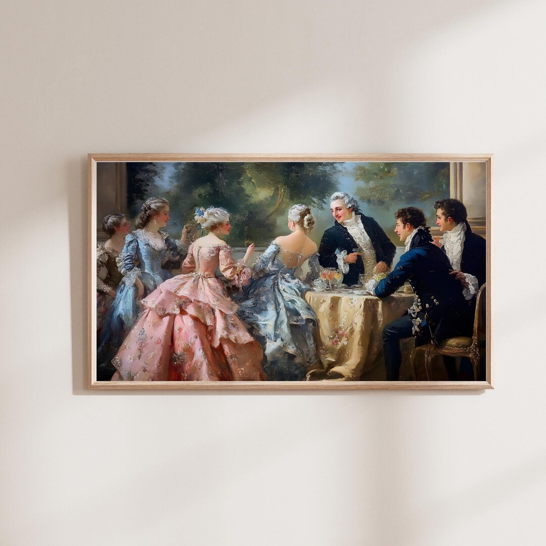 Frame TV Art. Vintage Oil Painting of a French Party. Rococo Style Art ...