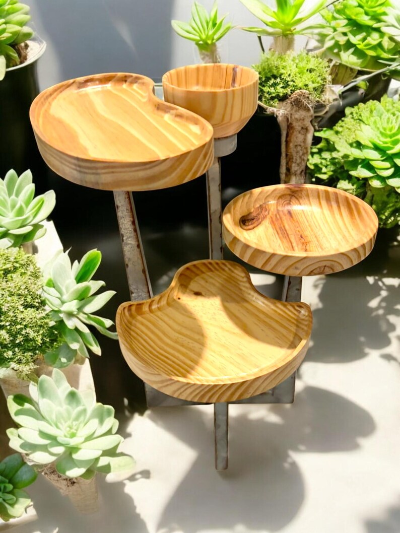 Wood and Rustic Metal Four Tier Display Stand - Etsy