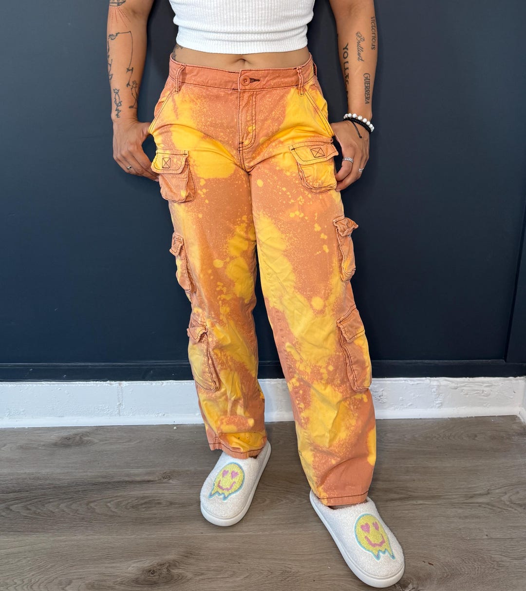 Trippy Bleached Spongebob/patrick Cargo Pants - Etsy