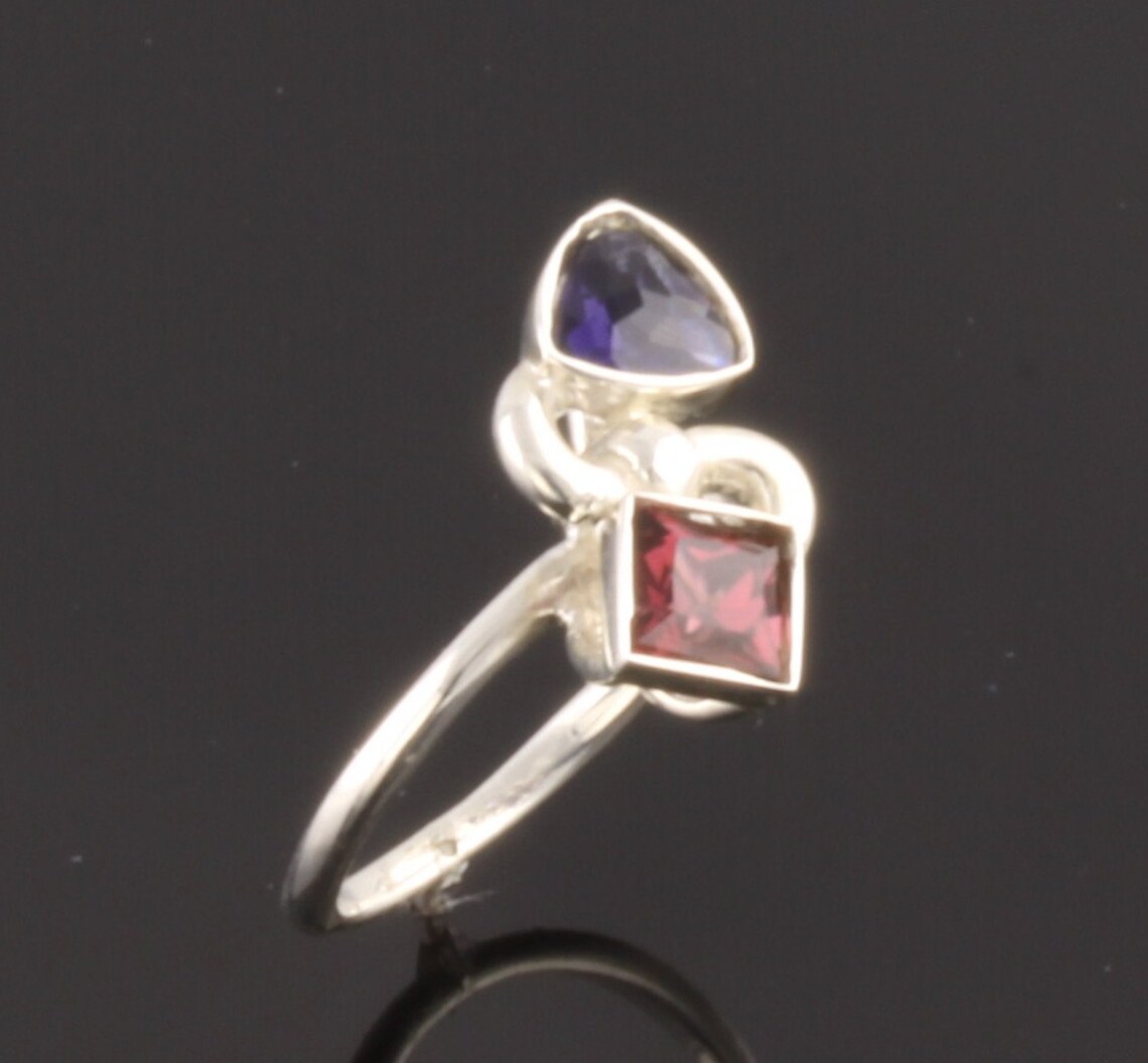 Sterling Silver Ring Set With One 5mm Square Facet Rhodolite - Etsy