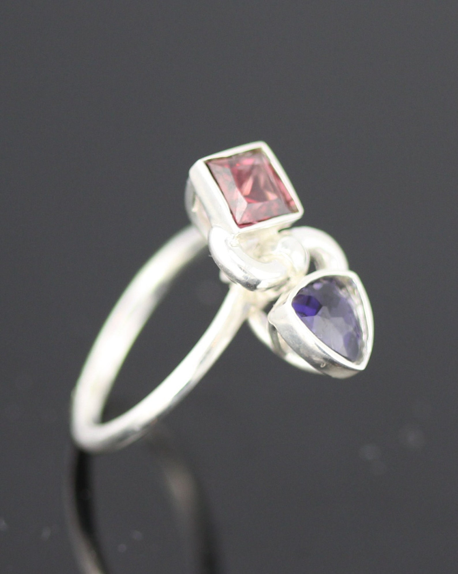 Sterling Silver Ring Set With One 5mm Square Facet Rhodolite - Etsy