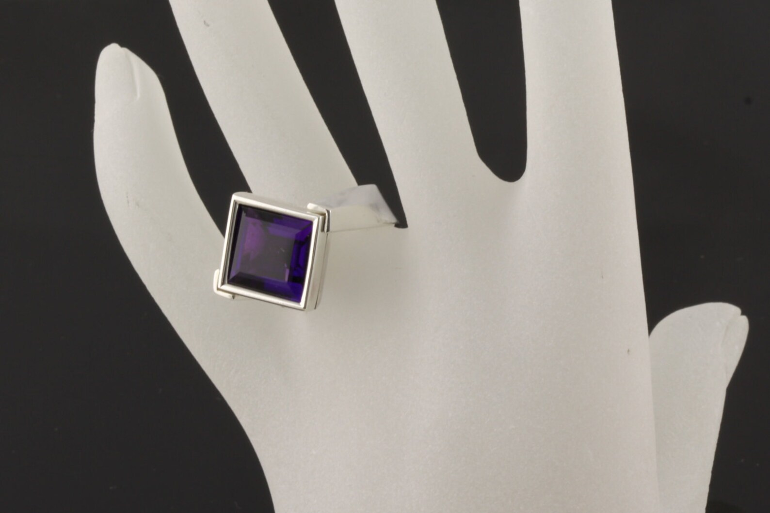 Sterling Silver Ring Set With 12mm Square Facet Cut Amethyst - Etsy