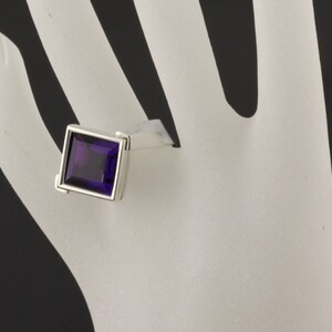 Sterling Silver Ring Set With 12mm Square Facet Cut Amethyst - Etsy