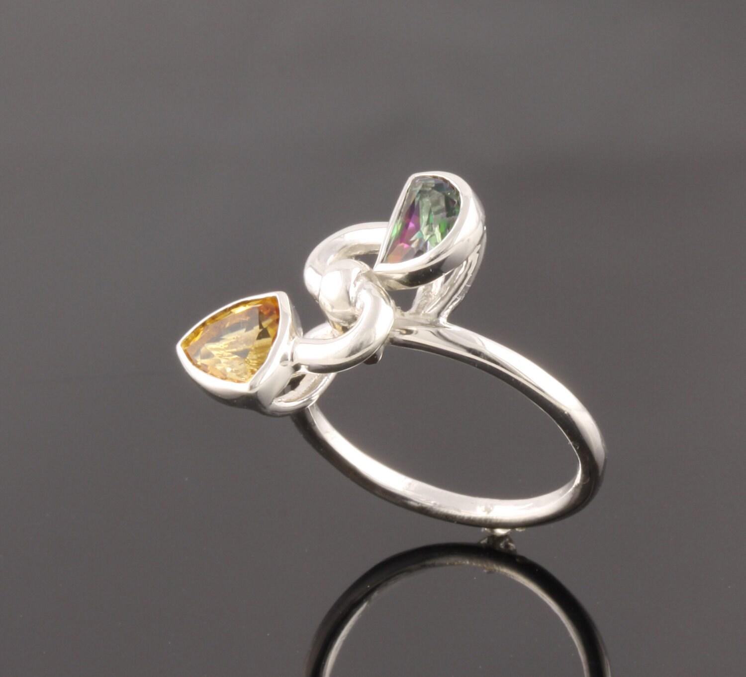 Sterling Silver Ring Set With One 6mm Trillion Citrine and - Etsy