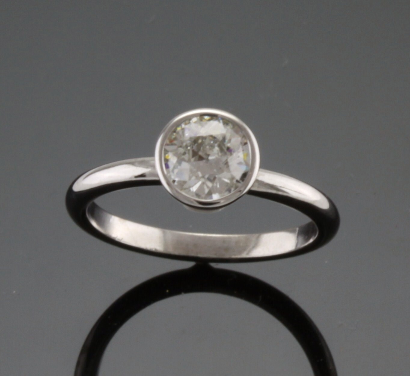 Single 0. 87ct Old Cut Round Diamond 18kt White Gold Ring - Etsy