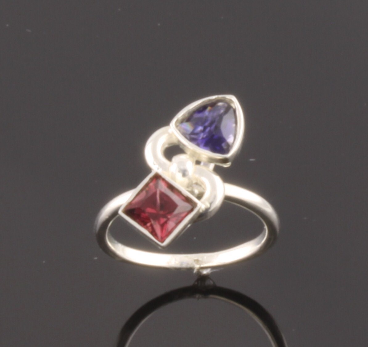 Sterling Silver Ring Set With One 5mm Square Facet Rhodolite - Etsy
