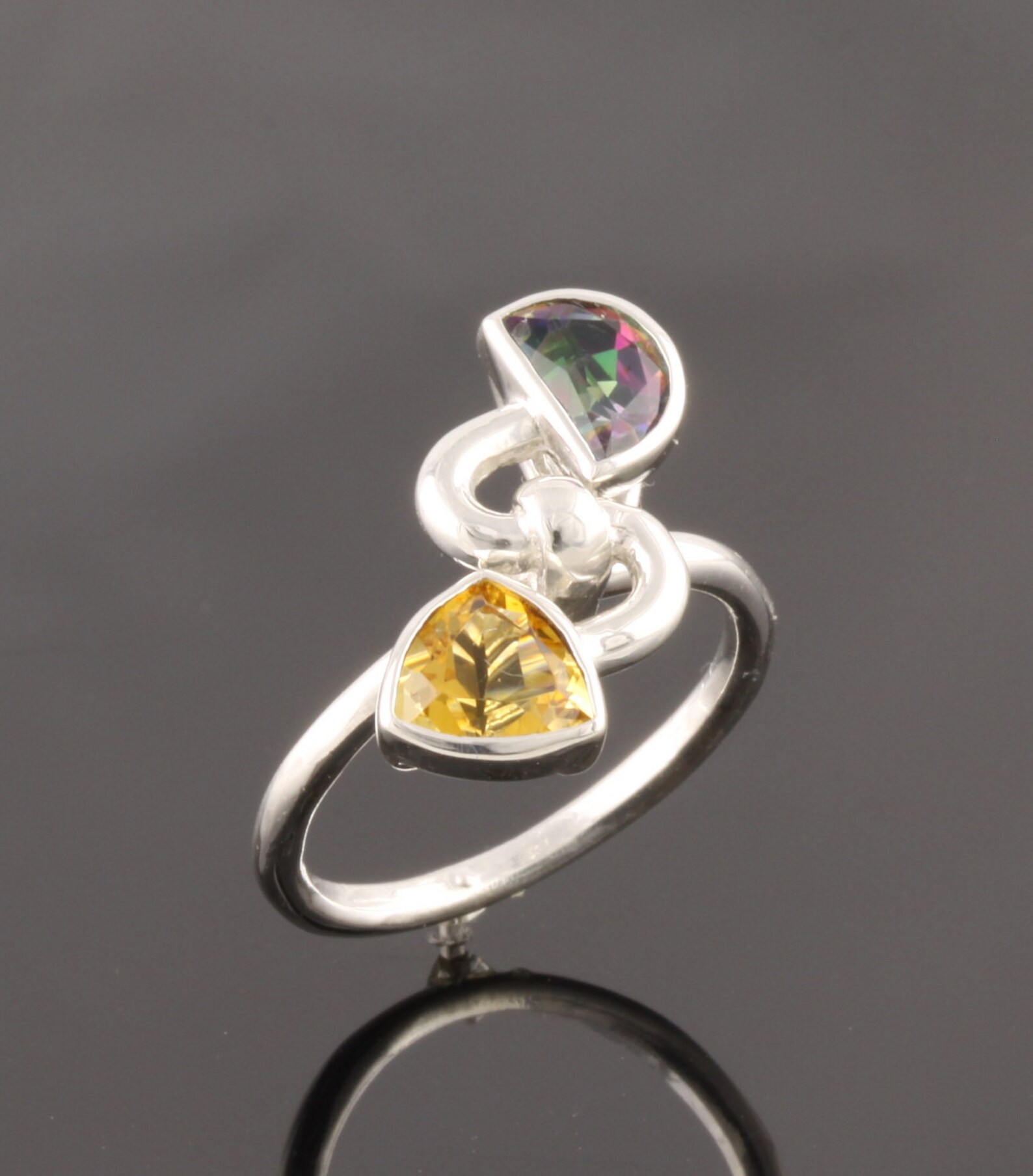 Sterling Silver Ring Set With One 6mm Trillion Citrine and - Etsy