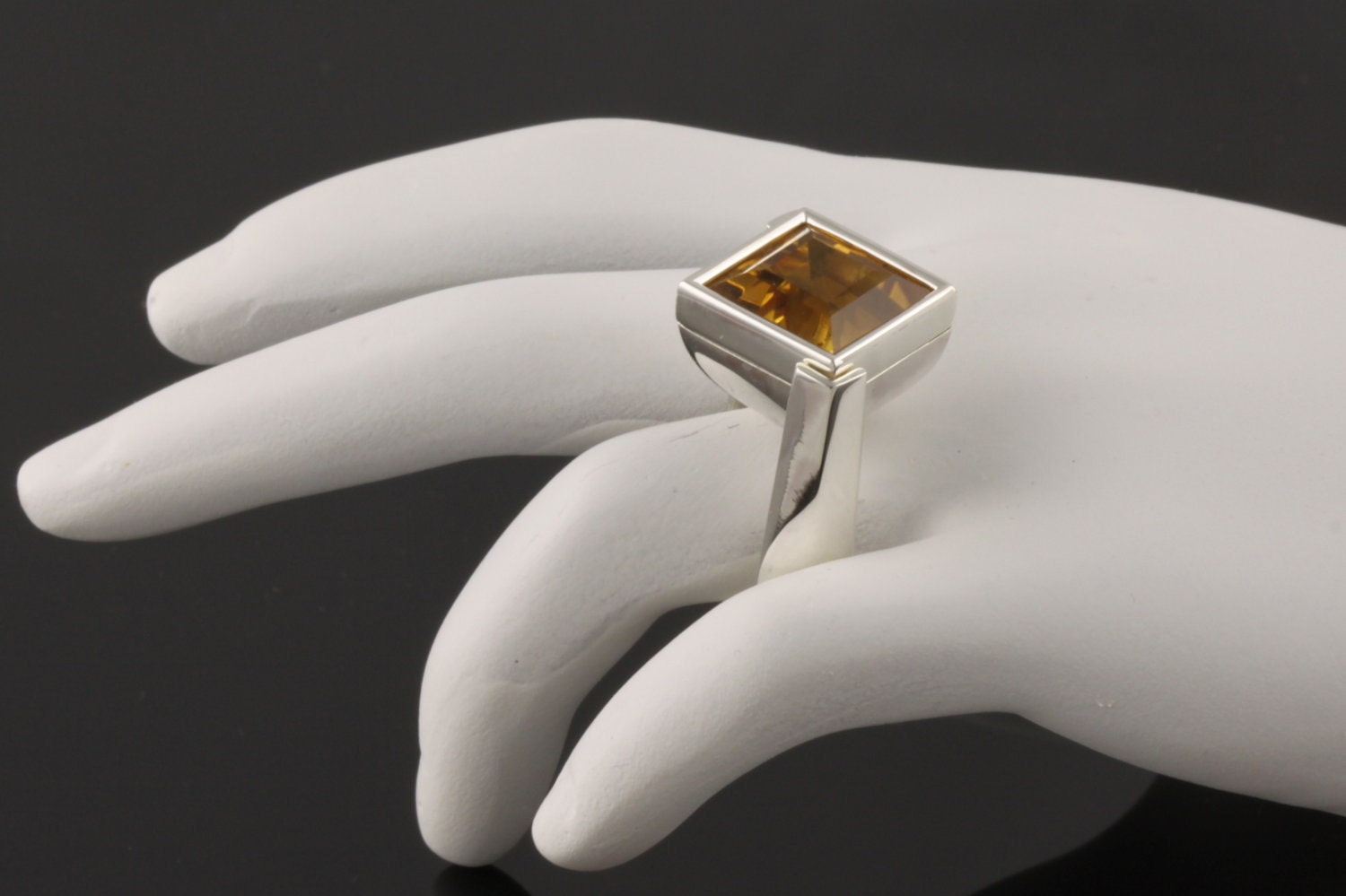 Sterling Silver Ring Set With 12mm Square Facet Cut Citrine - Etsy UK