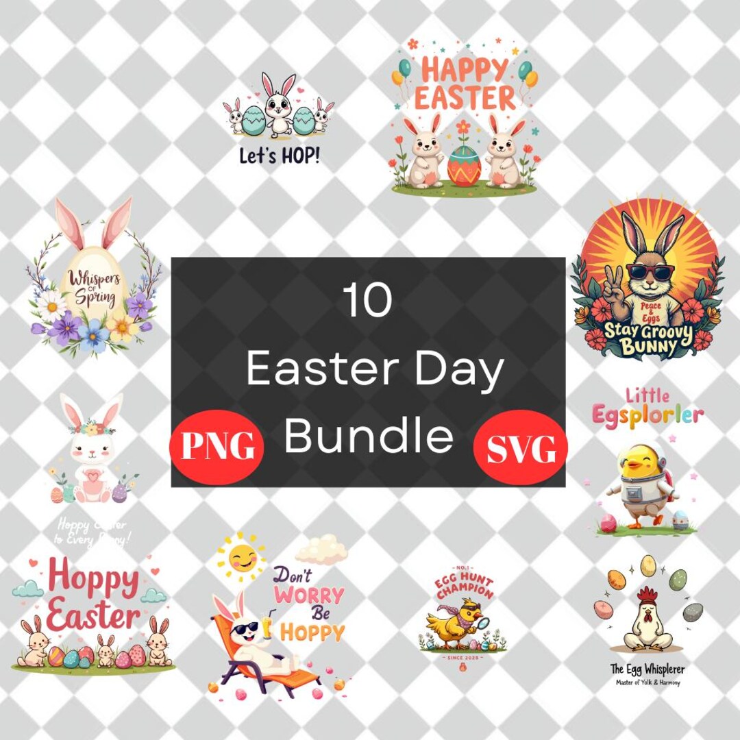Easter Bunny Clipart: 70s Groovy Style PNG, SVG (digital Download) - Etsy