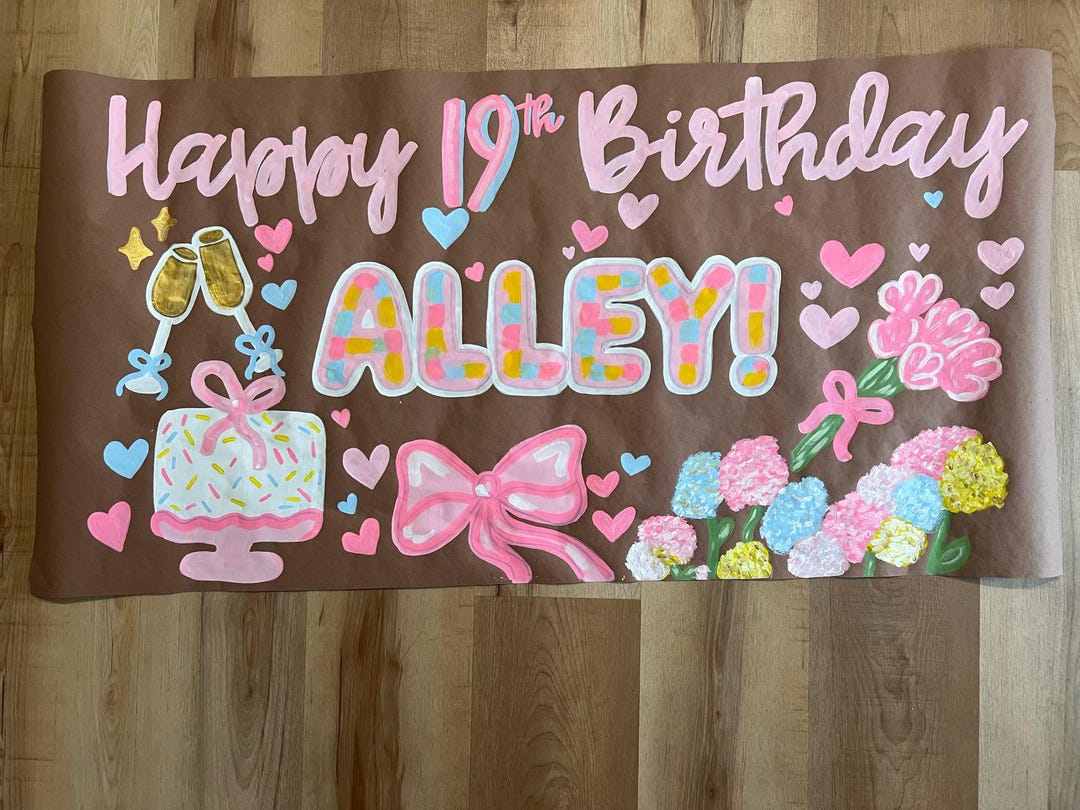 Hand Painted Birthday Banner: Custom Party Decor - Etsy