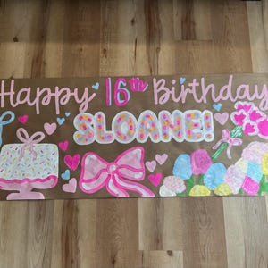Hand Painted Birthday Banner: Custom Party Decor - Etsy