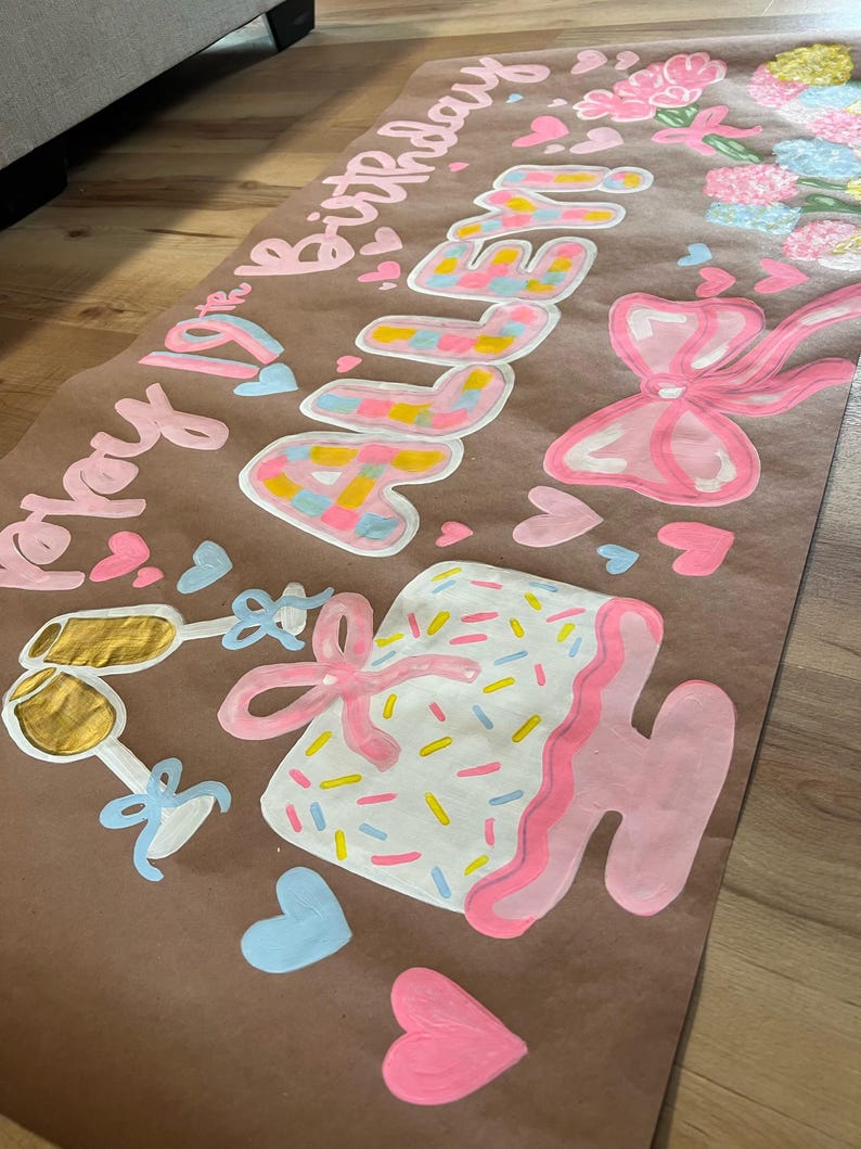 Hand Painted Birthday Banner: Custom Party Decor - Etsy