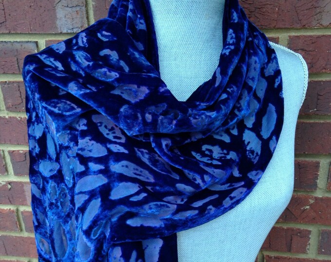 Devore Scarf With Fringe Deep Purple Blue Couture Hand Dyed - Etsy