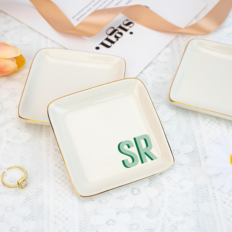 Personalized Shadow Monogram Ring Dish,custom Initial Trinket Dish ...