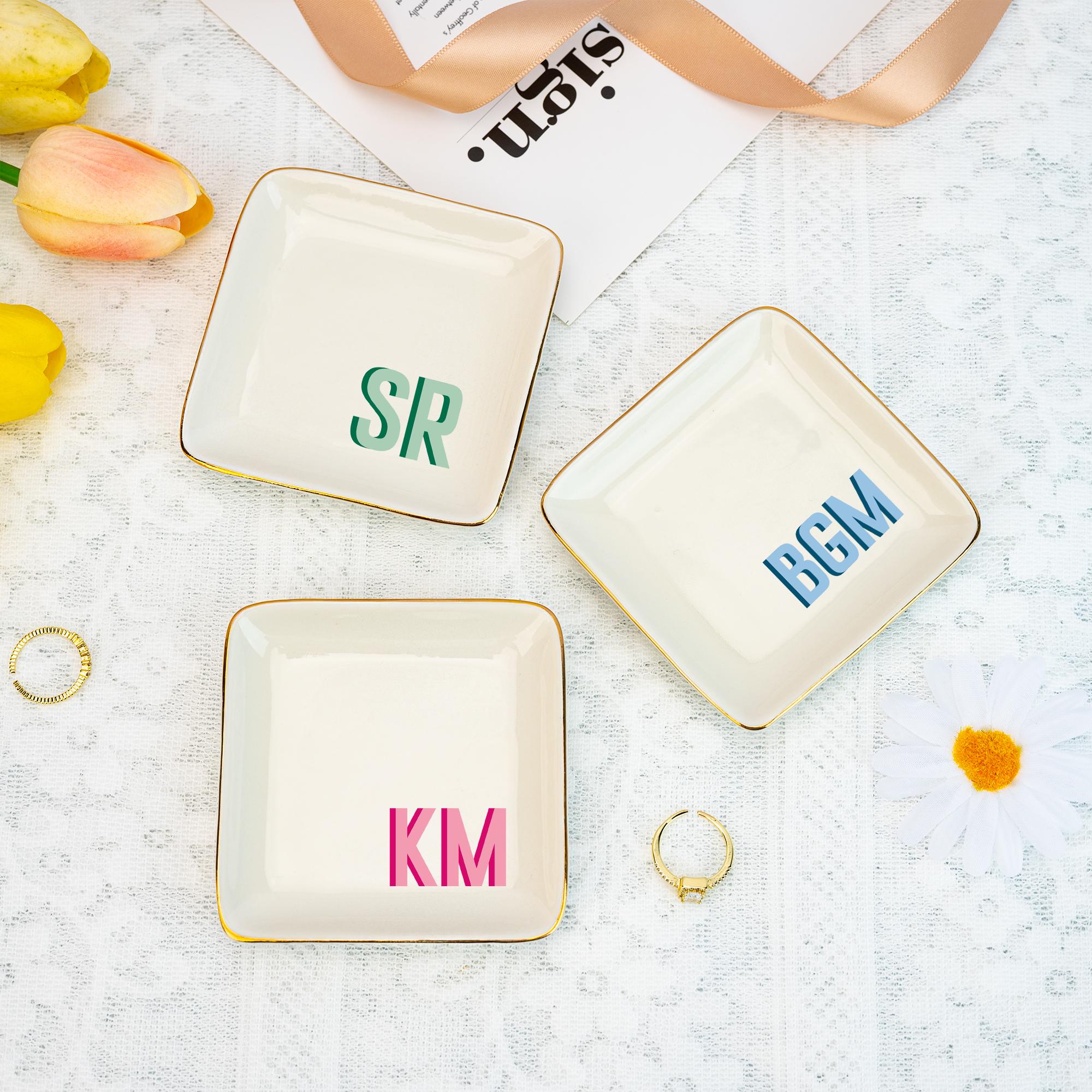Custom Shadow Monogram Ring Dish,personalized Initial Trinket Dish ...