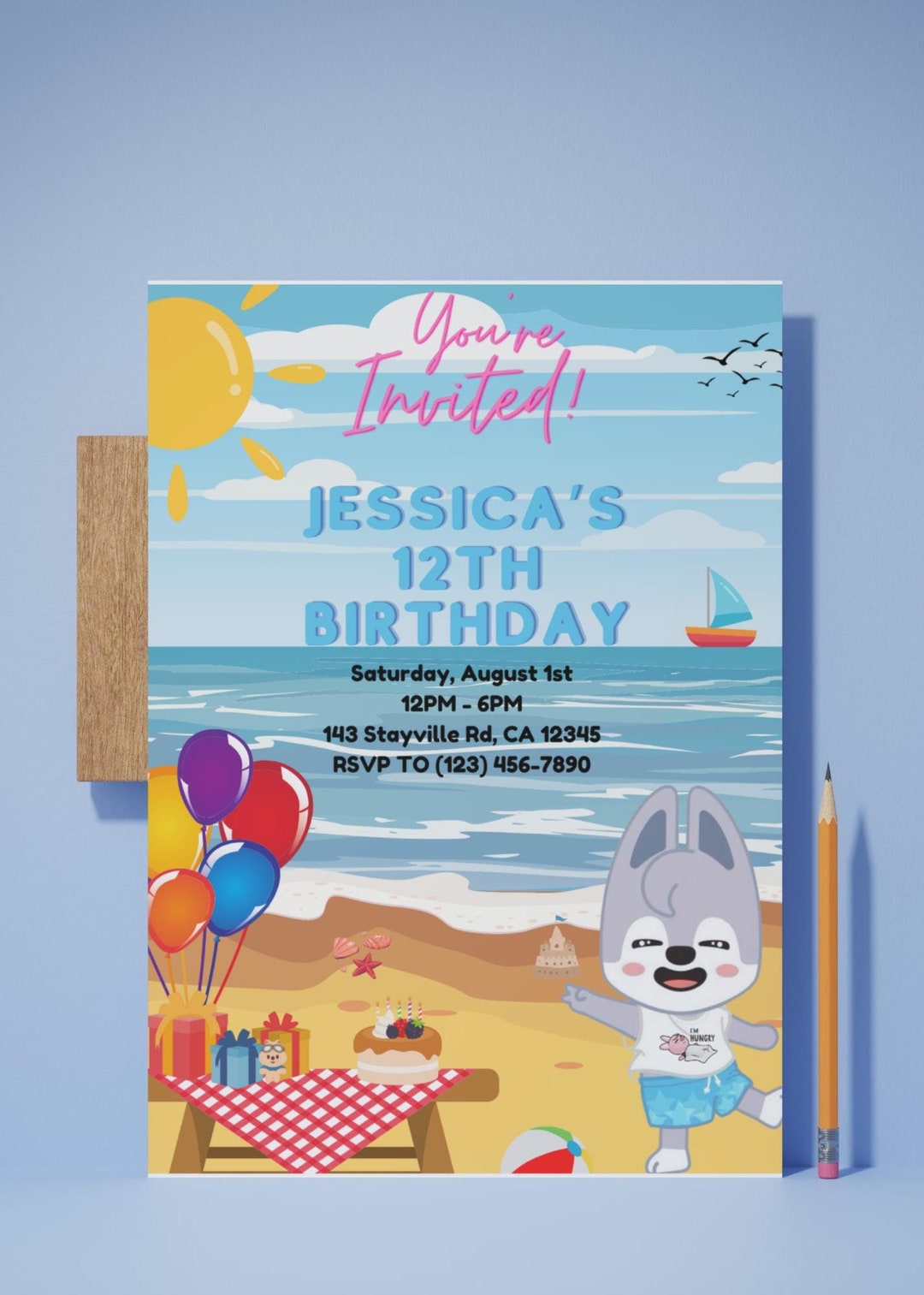 Stray Kids (skzoo) Wolfchan Birthday Invitation 002 - Etsy