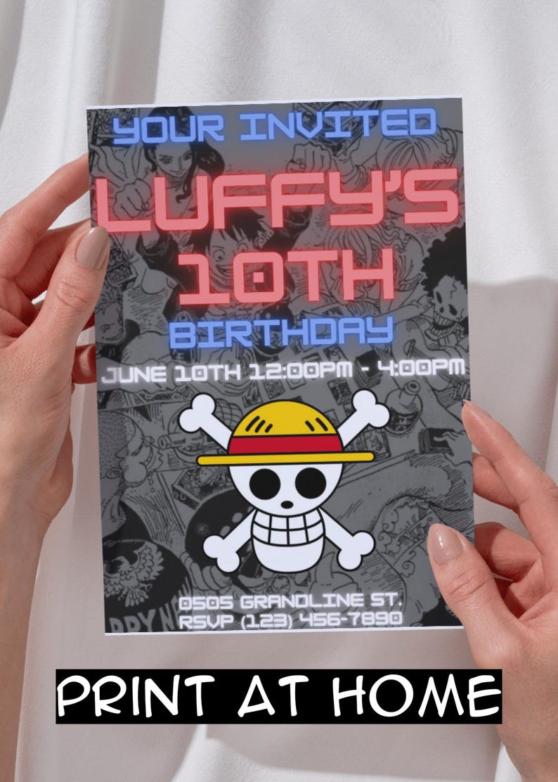 One Piece Birthday Invitation (OP001) - Etsy