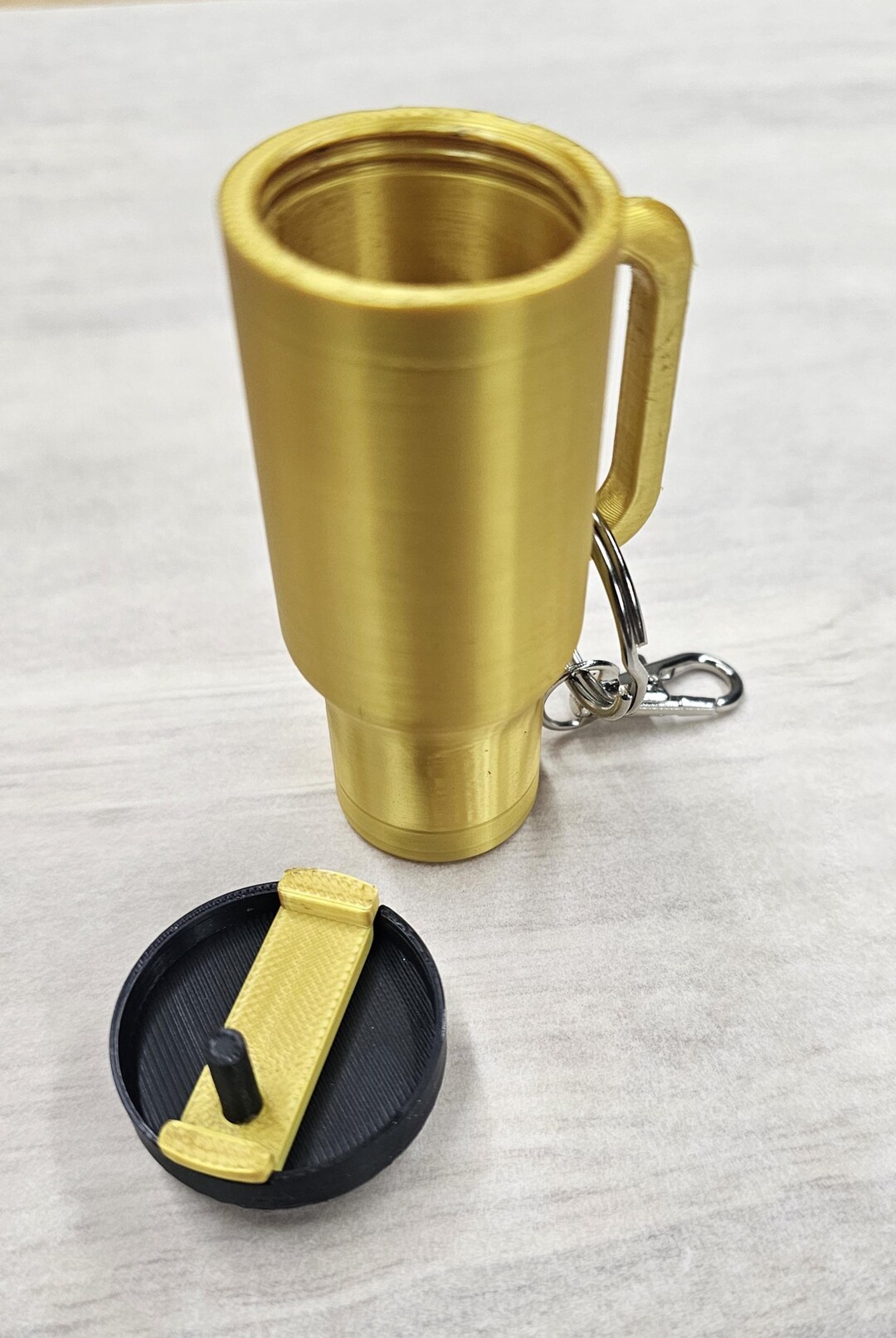 3D Printed Gold and Black Keychain Tumbler Chapstick Money Holder - Etsy