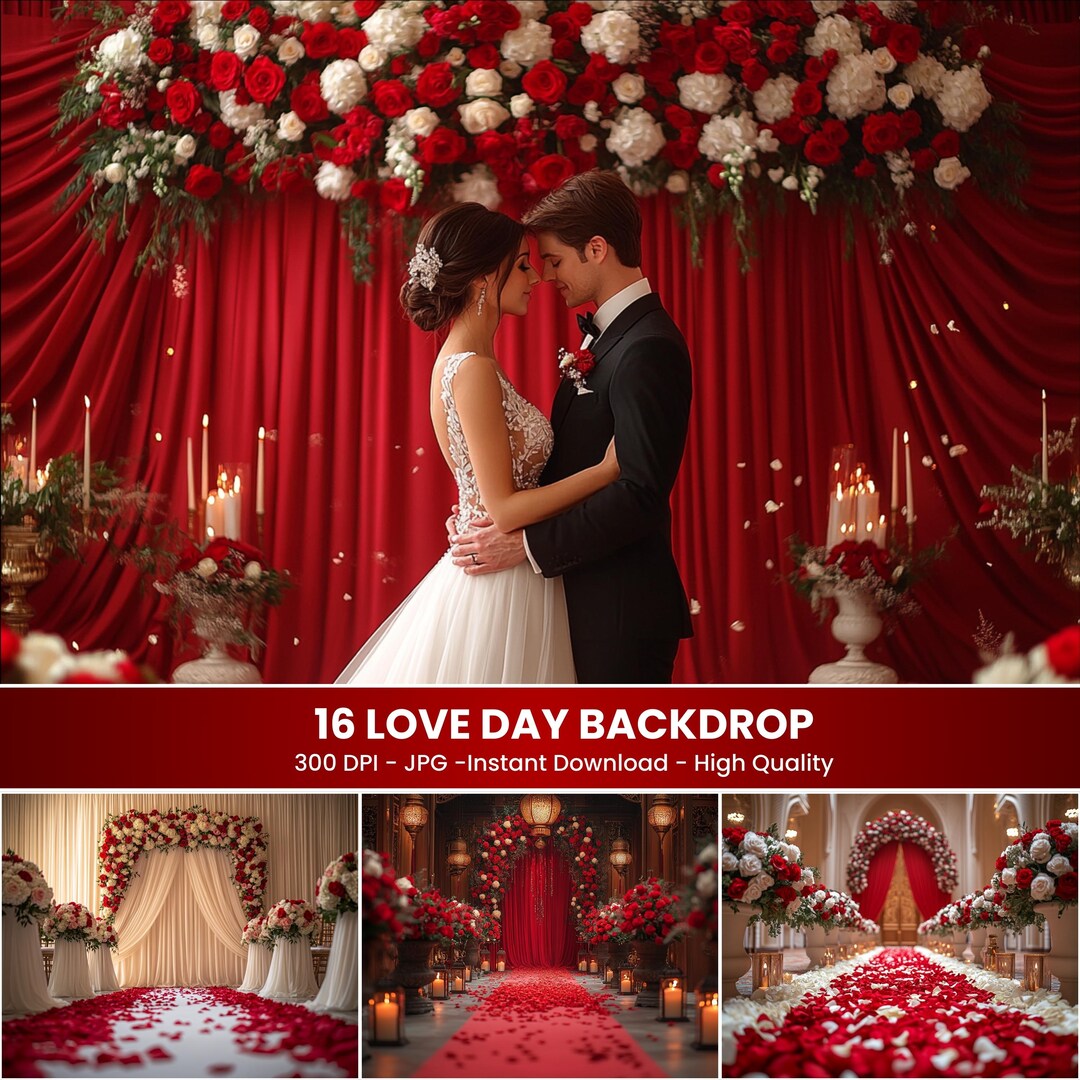 Red Curtain Wedding Backdrop | Digital Backdrop for Pregnant Photos ...
