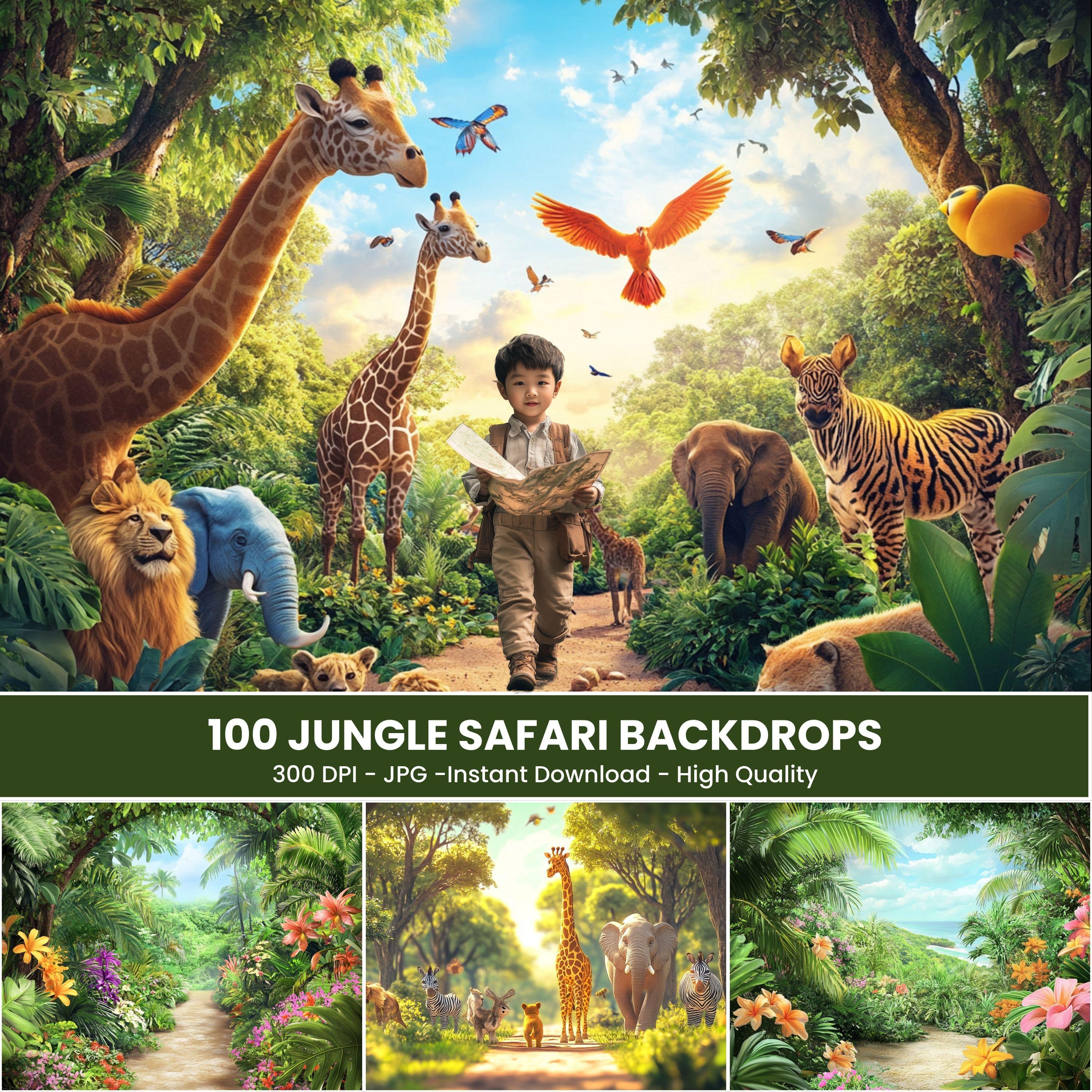 Jungle Safari Digital Backdrop: Child Photography Studio Overlay (JPG ...