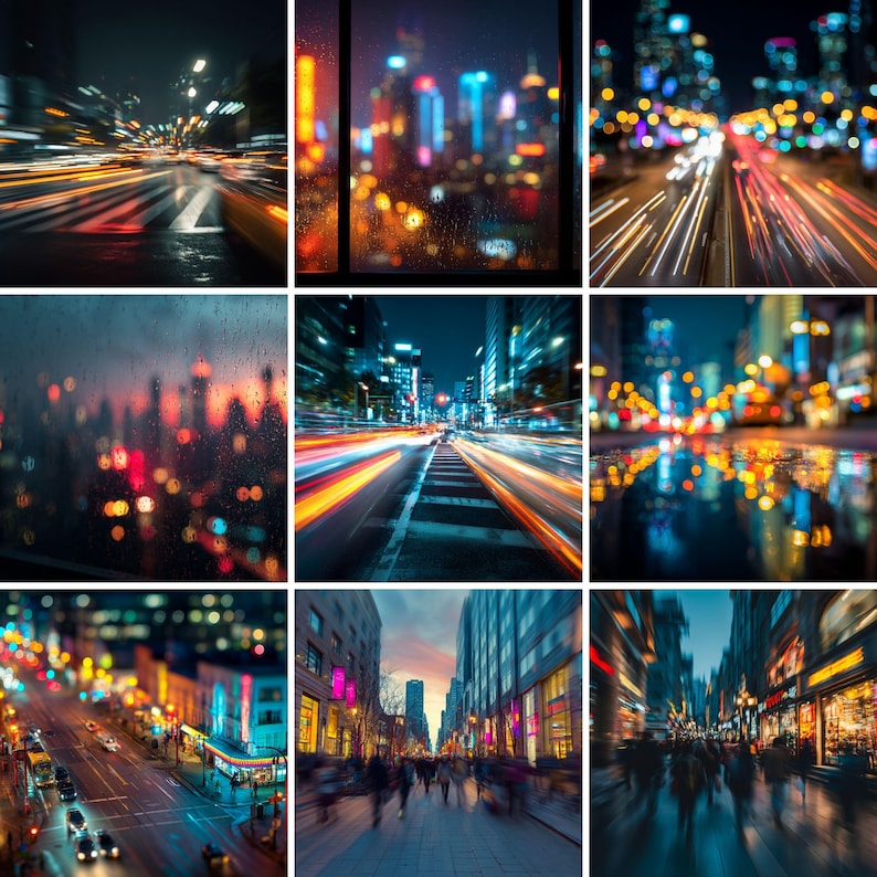 Cityscape Photography Backdrop: Blurred Urban Skyline (digital Download ...