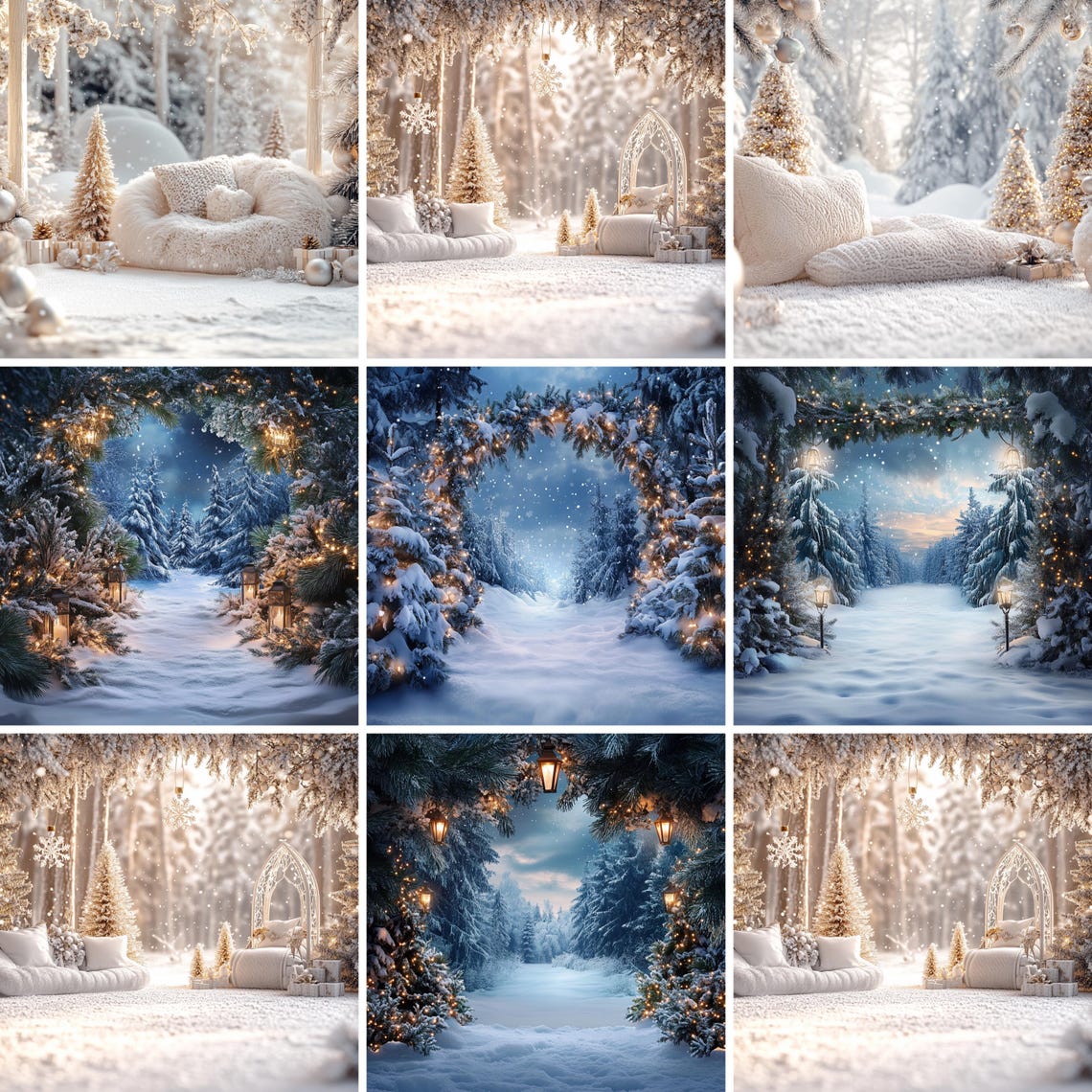 Winter Digital Backdrop Set, Maternity Backdrop Overlays, Studio ...