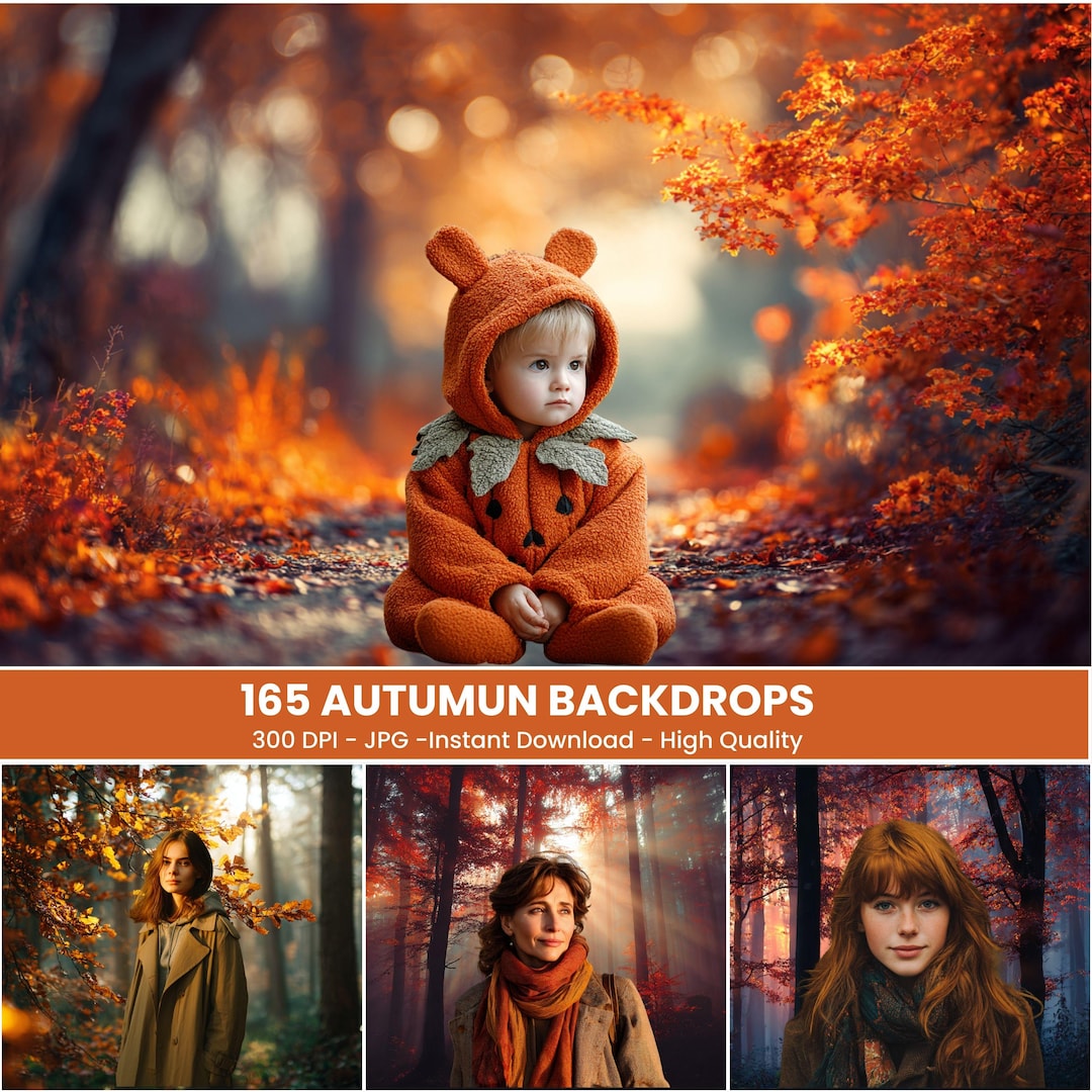 Enchanted Forest Autumn Digital Backdrop: Painted Fall Leaves Overlay ...