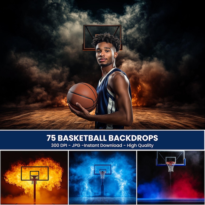 Basketball Photo Booth Backdrop: Sports Party Decor (digital Download ...
