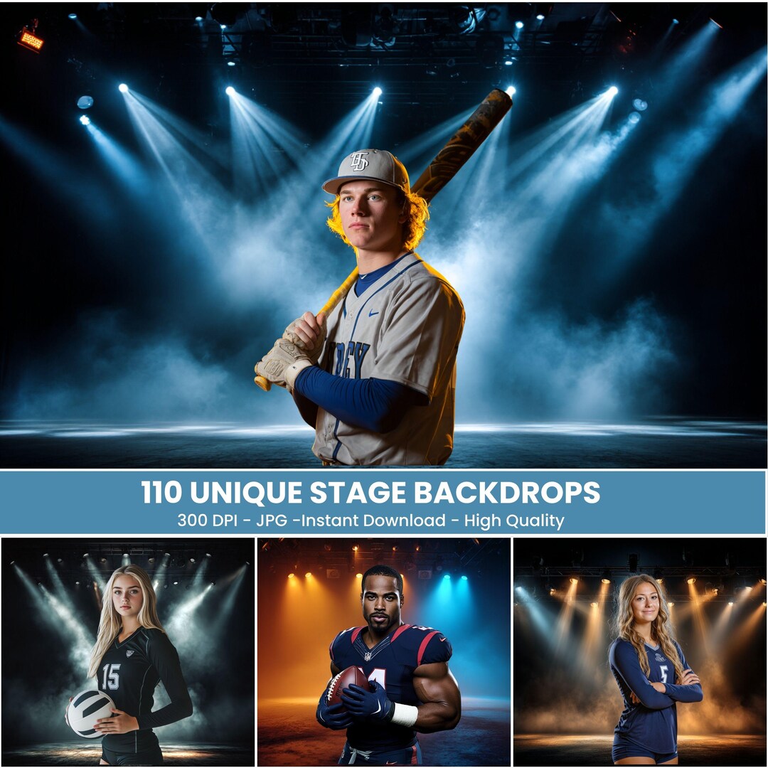Sports Photography Digital Backdrops: Baseball, Football Photoshop ...