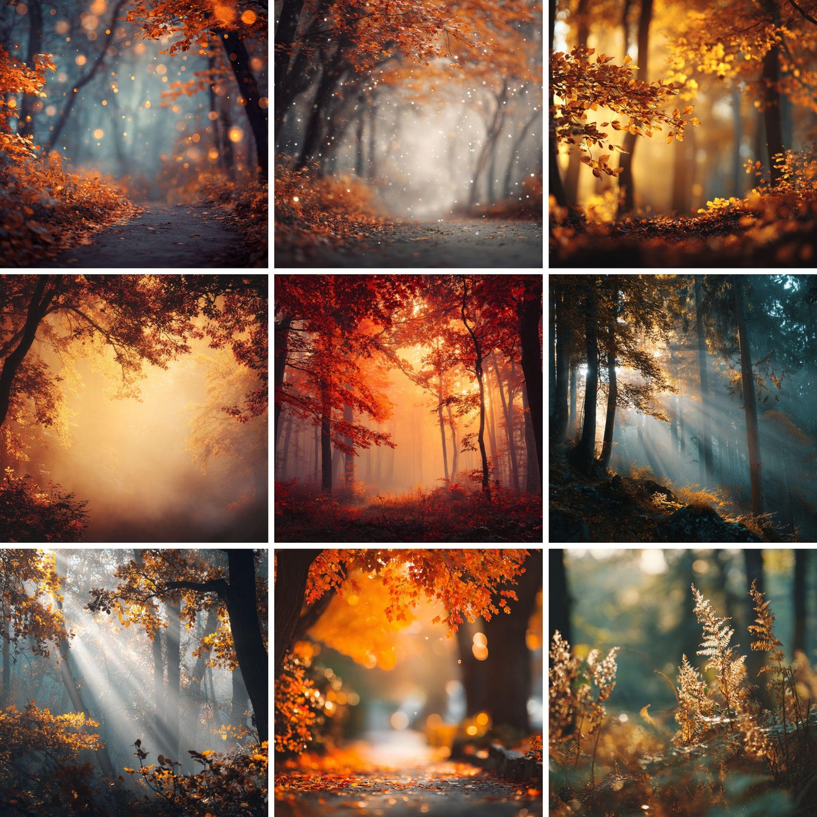 Enchanted Forest Autumn Digital Backdrop: Painted Fall Leaves Overlay ...