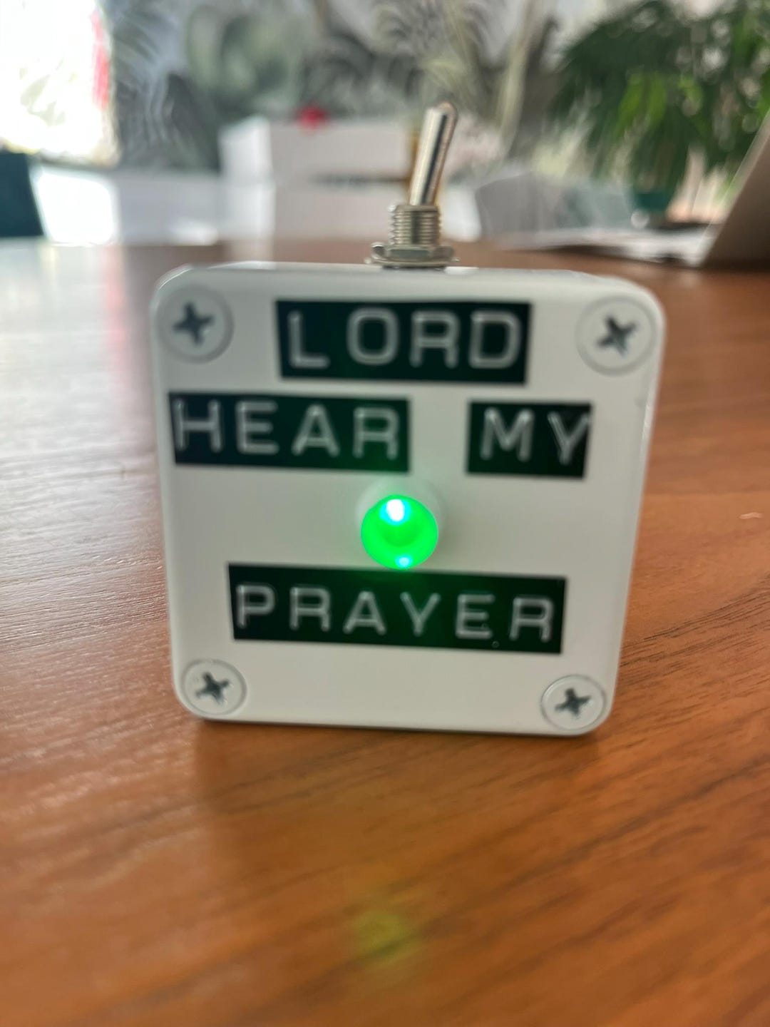 Lord, Hear My Prayer! White Painted Aluminum Box, Green Blinking Led ...