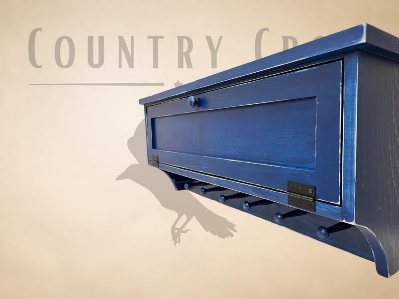 Country Crow Shelf: 32" Farmhouse Wall Shelf With Pegs - Etsy
