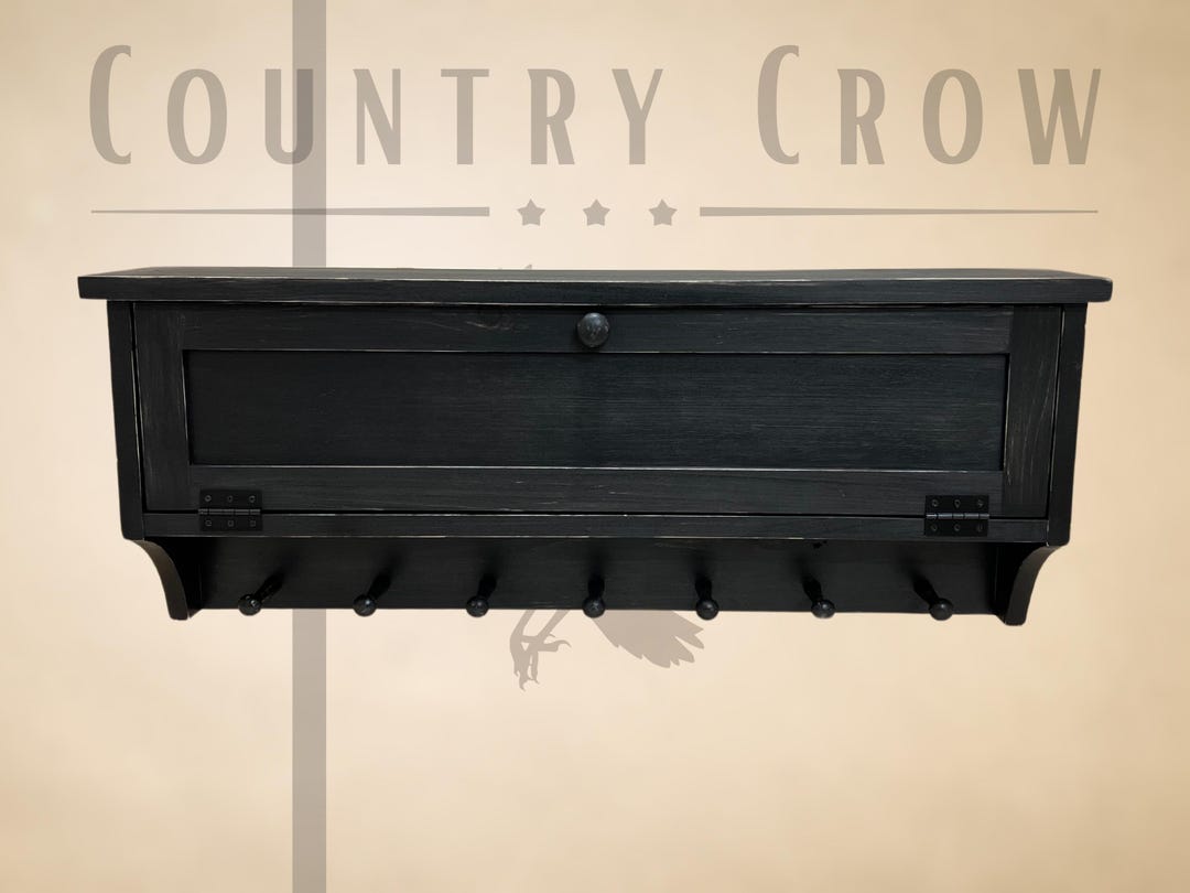 Country Crow Shelf: 32" Farmhouse Wall Shelf With Pegs - Etsy