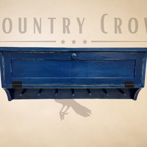 Country Crow Shelf: 32" Farmhouse Wall Shelf With Pegs - Etsy