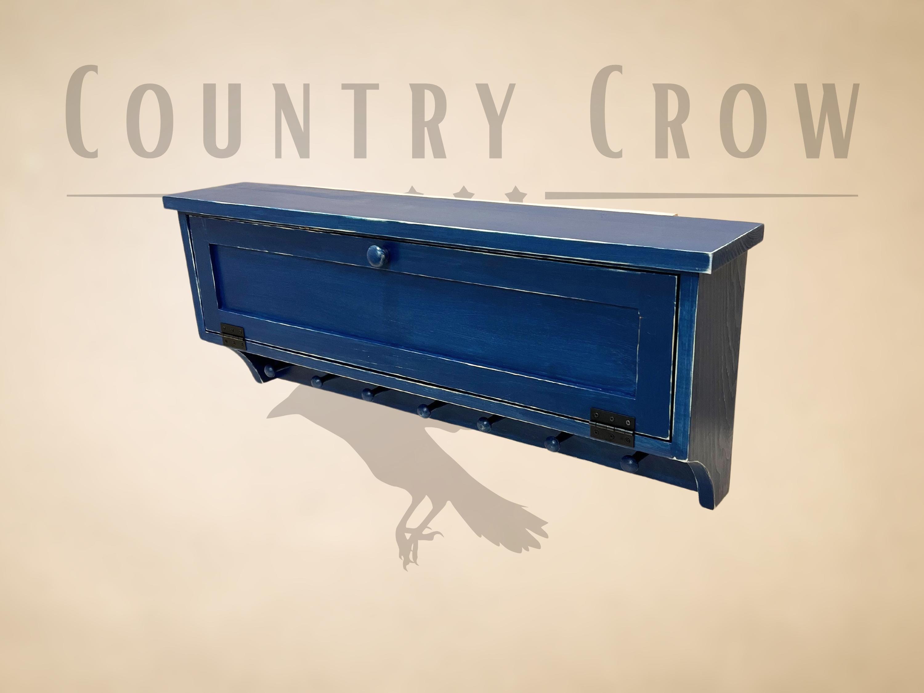 Country Crow Shelf: 32" Farmhouse Wall Shelf With Pegs - Etsy