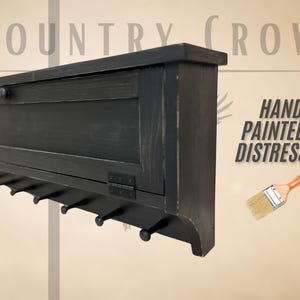 Country Crow Shelf: 32" Farmhouse Wall Shelf With Pegs - Etsy