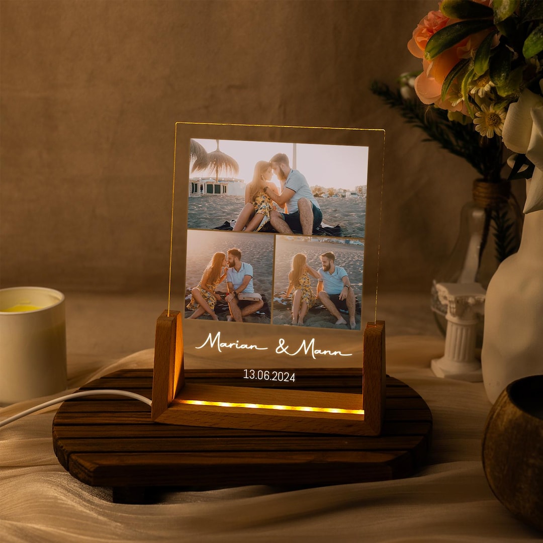 Custom Photo Collage LED Light, Picture Night Light Plaque, Acrylic ...