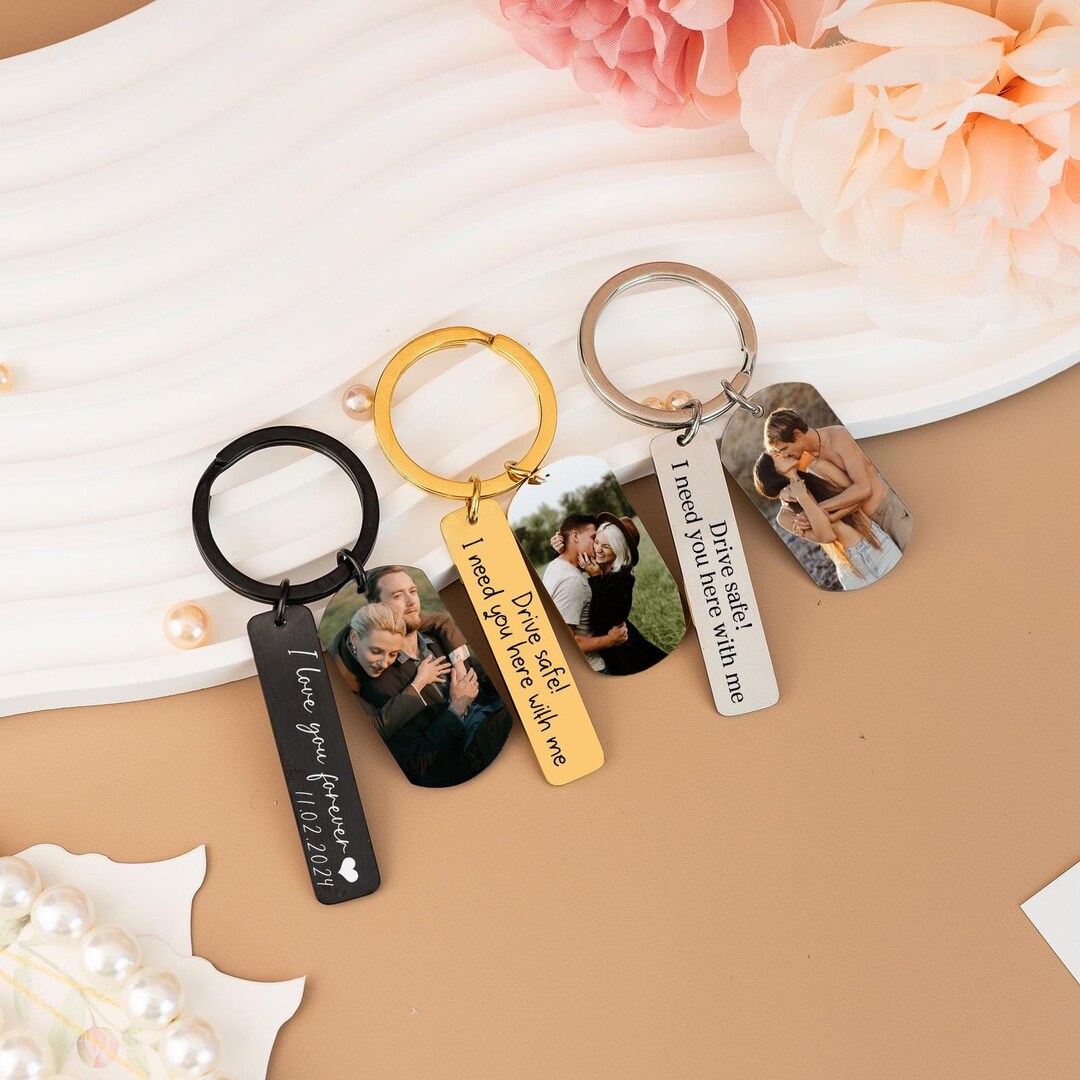 Personalized Photo Keychain for Men, Custom Picture Keychain ...
