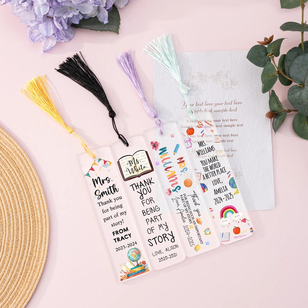 Custom Teacher Bookmark, Personalized Teacher Appreciation Gift, Thank ...