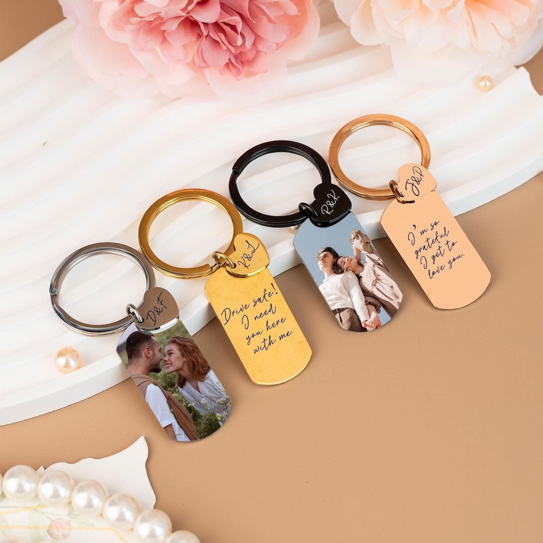 Personalized Picture Keychain With Heart, Valentine's Day Gifts, Custom ...