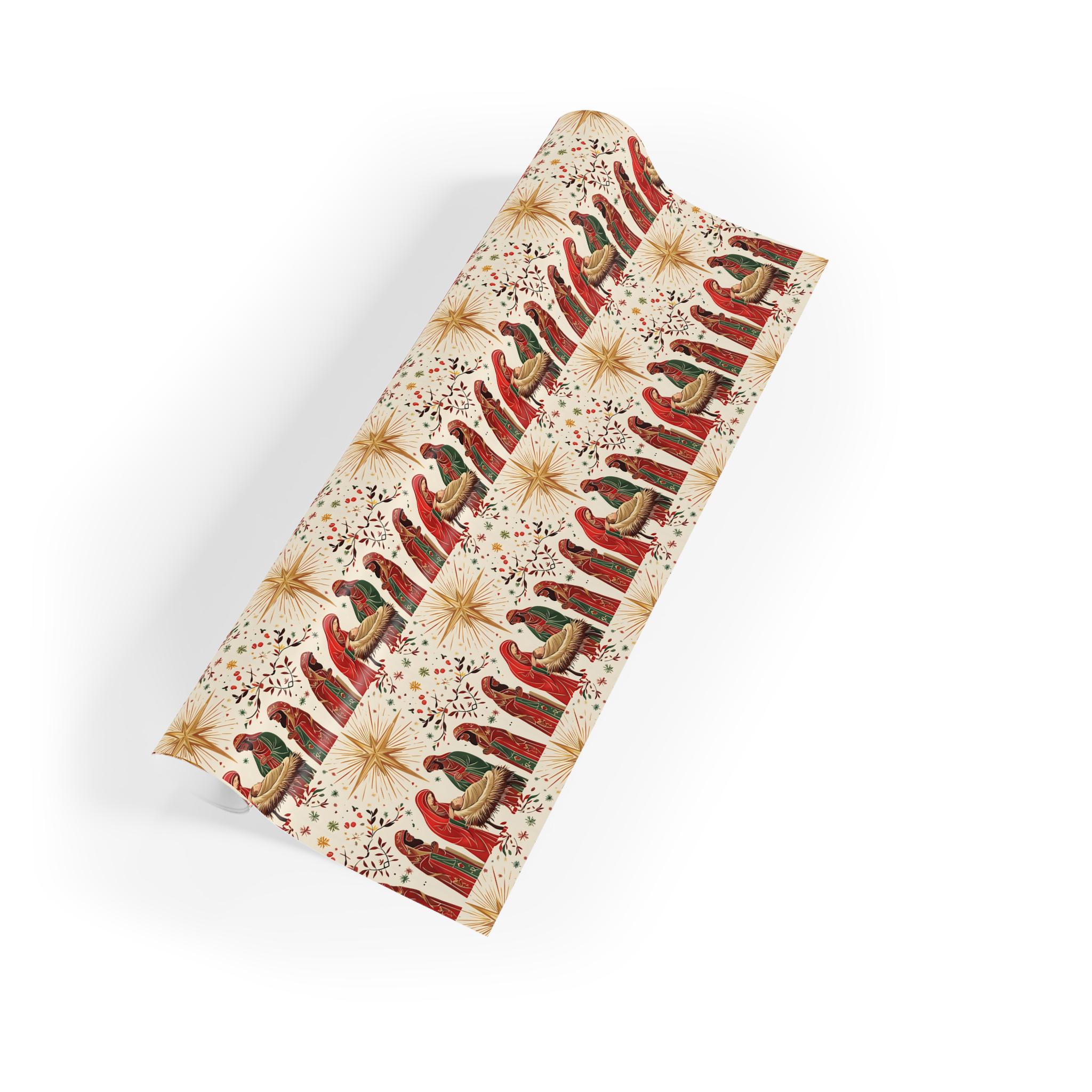 Wrapping Paper Roll, Nativity Scene Christmas Gift Wrap, Jesus Birth ...