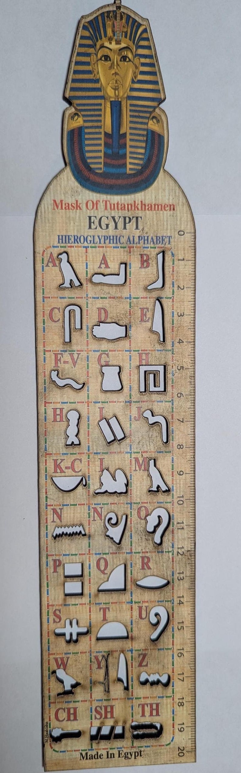 Egyptian Hieroglyphic Alphabet Chart Ruler (metric) – Tutankhamun ...