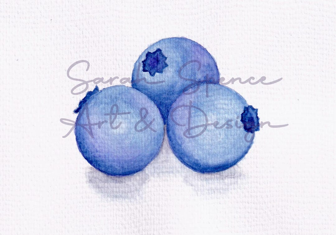 Blueberry Watercolor Art / Giclée Watercolor Blueberries Wall Art ...