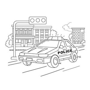 Police Car Coloring Pages for Kids & Adults 58 Pages, Super Police Car ...