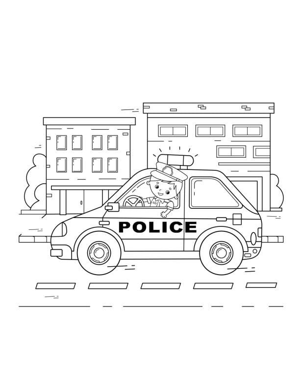 Police Car Coloring Pages for Kids & Adults 58 Pages, Super Police Car ...