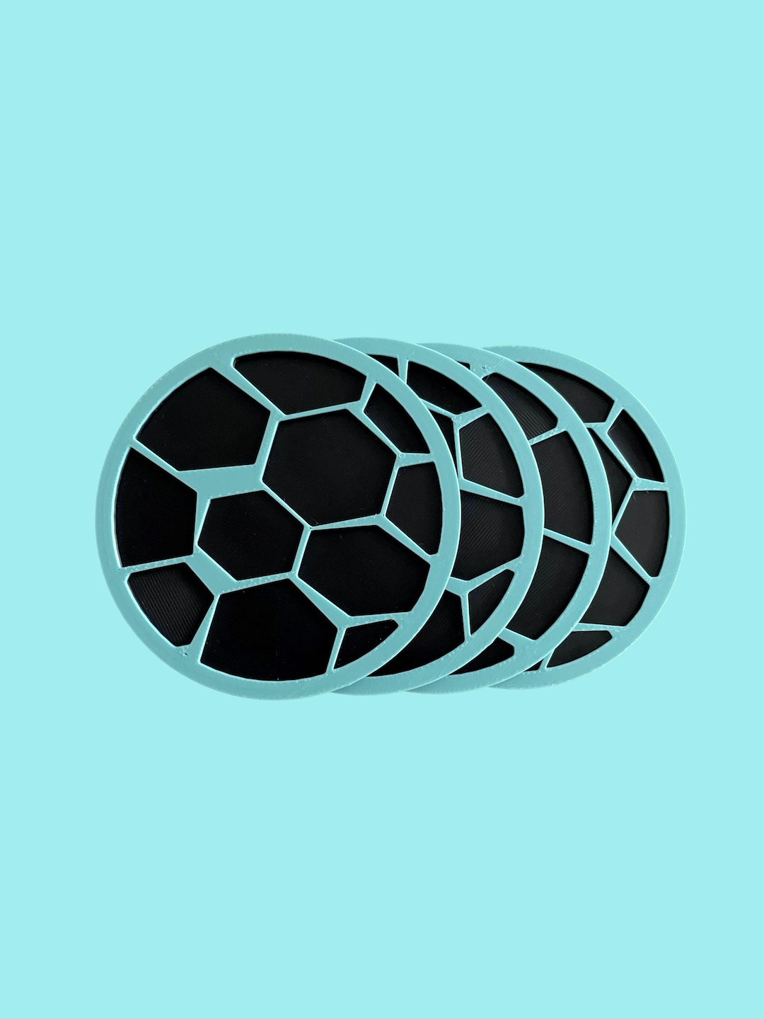 Modern Blue Coaster Set 3d-printed Coaster Set of 4 Blue Coaster Set ...