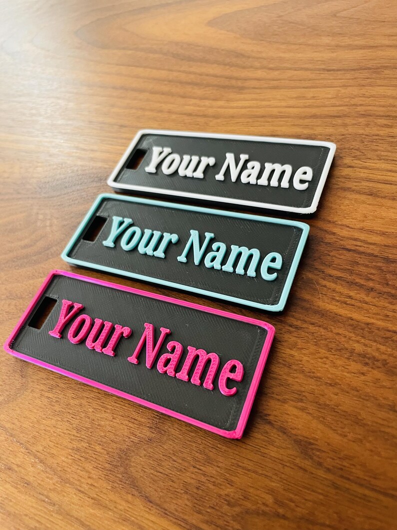 Custom 3D Printed Name Tag - Personalized Backpack Tag or Bag Label ...
